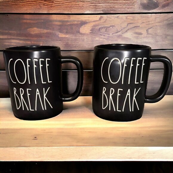Rae Dunn | Kitchen | 2 Rae Dunn Black Coffee Break Coffeetea Mugs ...